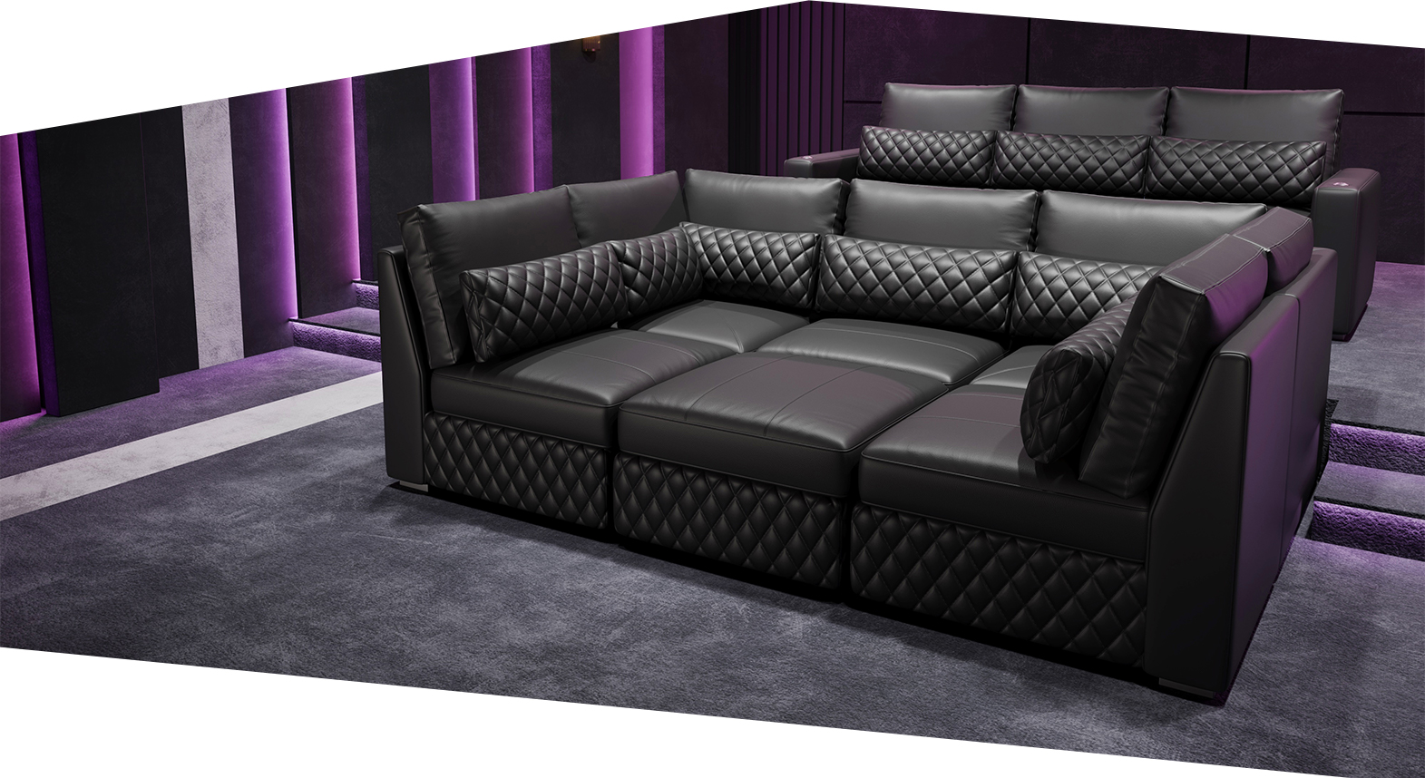 The Pisa: Modular Leather Entertainment Room Seating